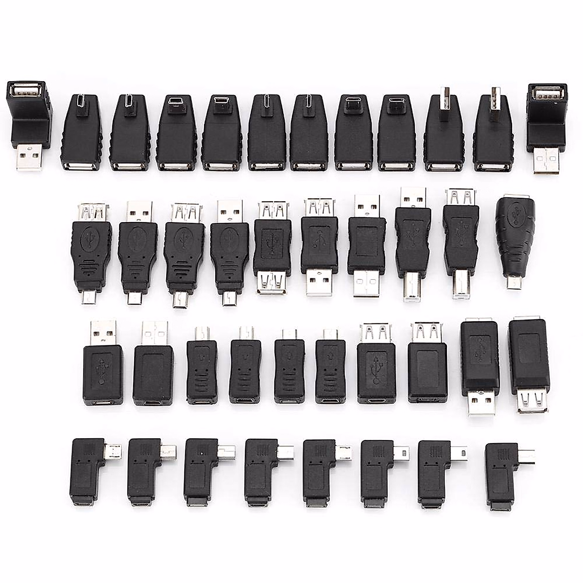 Eboxer Pack of 40 Multiple USB2.0 Adapters Micro/ Mini/ Type-B/ Male/ Female Converters Connectors for Laptop Computer Mobile Hard Drives