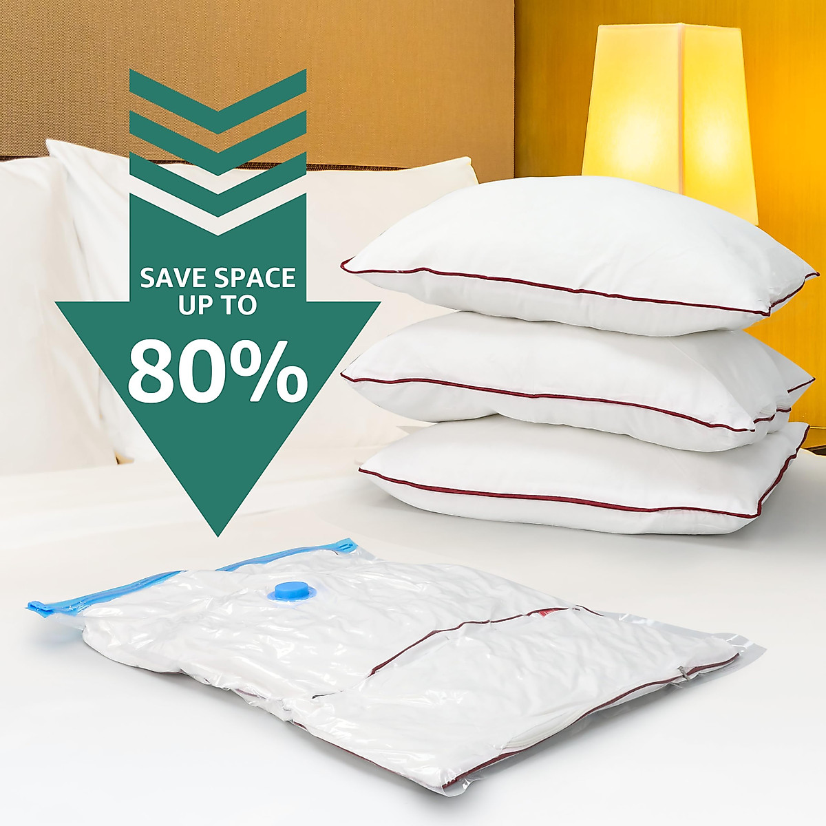 HealSmart Vacuum Storage Bags 30 Pack, Space Saver Storage Bags, Vacuum Sealed Storage Bags for Clothes, Comforters, Blankets and Pillows, Hand Pump Included (5 Jumbo/5 L/5 M/5 S/5 Roll M/5 Roll S)