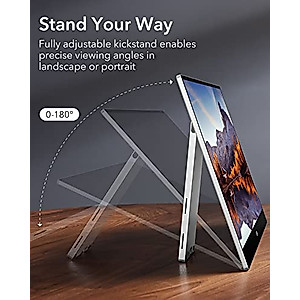 ESR Portable Monitor for Laptop, Slim 15.6 Inch 1080P External Monitor with Adjustable Stand, Travel Monitor, Landscape and Portrait View, Portable Screen for Laptop/Mac/Tablet/Phone/Switch, Silver