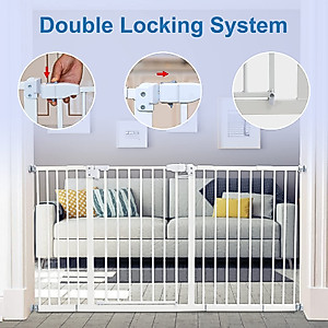 58-Inch Baby Gates Extra Wide - Baby Gates for Stairs,Dog Gates with Auto-Close,Includes 4-Inch, 8-Inch and 12-Inch Extension