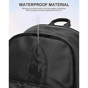 Laptop Backpack Women, Faux Leather Work Travel Backpack for Men with USB Port, Waterproof Fashion Casual Daypack for Business University, Large Capacity Carry On Backpack for Airplanes, Black