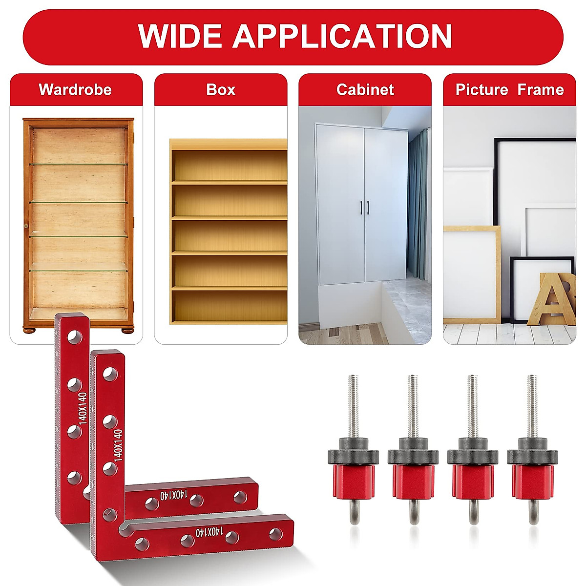 Nefish 90 Degree Corner Clamps for Woodworking, Right Angle Clamp Positioning Squares, 5.5" x 5.5" Aluminum Alloy Clamping Square Tool for Cabinets, Picture Frame, (2 Pack)