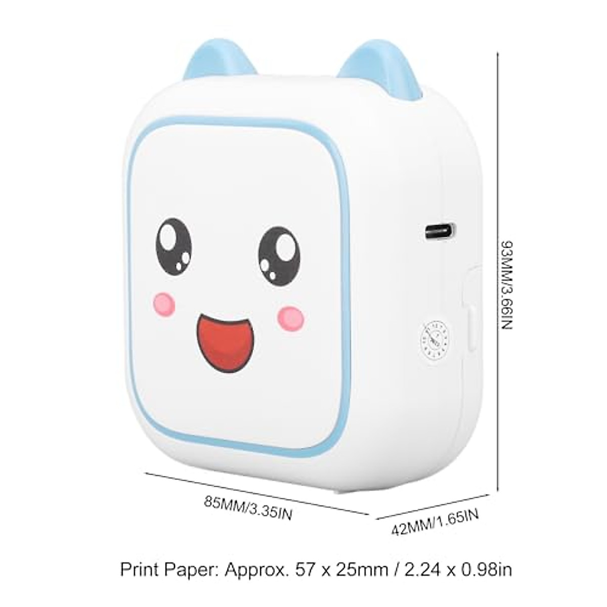 Mini Printer Inkless Easy to Carry 800mAh Rechargeable Battery Low Noise Bluetooth Mobile Thermal Printer for Notes Journal Memo Photo Study DIY Scrapbook Anatomy Flashcards Kids (Blue)