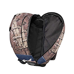 Pfrewn Vintage Leather Football American Flag Backpacks for Women Men, Computer Laptop Backpack, Casual Book Bag Travel Sports Camping Daypack