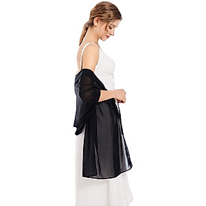 Vickorpen Shawls and Wraps Soft Chiffon Scarve Scarf For Evening Party Dresses Wedding Stole(Black1,one size)