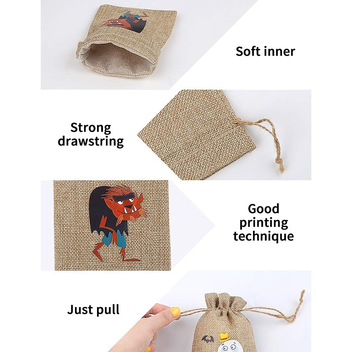 CCINEE 36pcs Burlap Halloween Party Bags Novelty Linen Jute Bags 4" x 6" for Halloween Gifts Packing Party Decoration Supplies