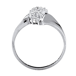 PalmBeach Yellow Gold-Plated or Platinum-Plated Sterling Silver Genuine Diamond Accent Cluster Ring Size 8