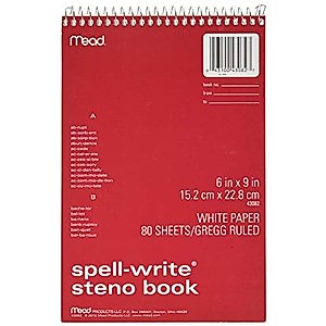 Mead Spell-Write Steno Book, Gregg Rule, 6 x 9 Inches, White, 80 Sheets (MEA43082)