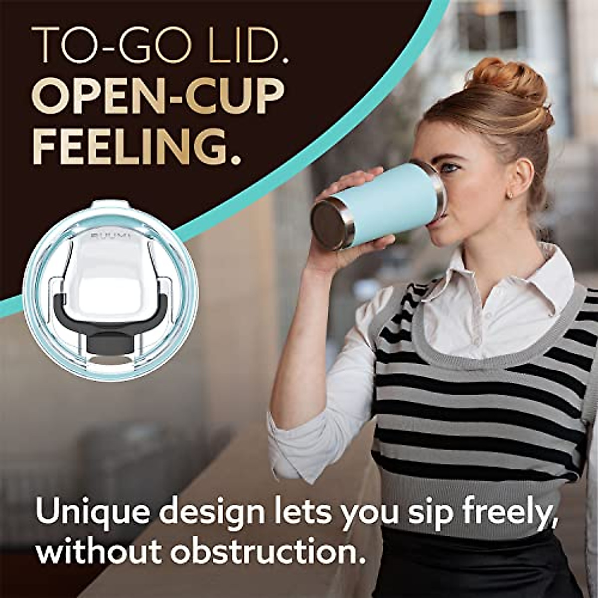 RUUMI® Nose Recess Tumbler Lid (Black) – Compatible with 20 oz Yeti Rambler, Ozark Trail, Swig – See Chart for Other Brands/Sizes