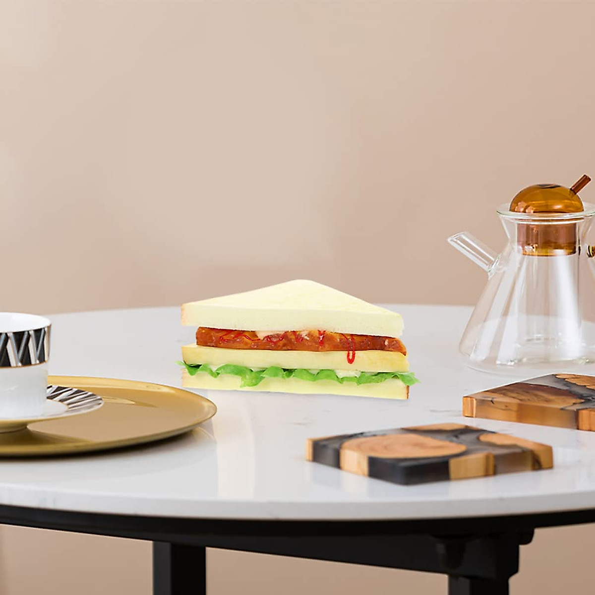 ABOOFAN 2pcs Artificial Sandwich Simulated Vegetable Sandwich Faux Sandwich Fake Food Model Kitchen Photo Prop for Easter Home Party Decoration