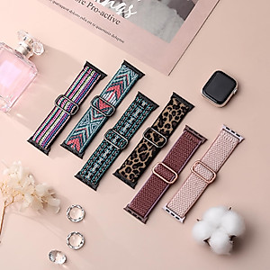 Maledan 10 Pack Stretchy Nylon Solo Loop Compatible with Apple Watch Band 38mm 40mm 41mm Women Men, Soft Elastic Strap Sport Braided Wristbands for Apple Watch SE iWatch Series 9 8 7 6 5 4 3 2 1 Ultra