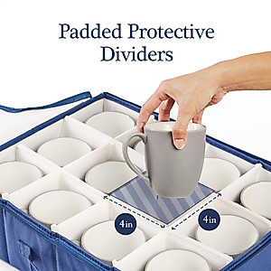 Bulb & Shade China Storage Containers, Hard Shell and Stackable, for Dinnerware Storage and Transport, Protects Dishes Cups and Mugs, Felt Plate Dividers Included (Navy, 5 Piece Set)