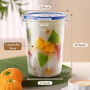 4 Pack Overnight Oats Containers with Lids, Oatmeal Container, 16oz Leak Proof Oats Jars, BPA Free, Reusable, Portable Plastic Food Storage Container for Oatmeal, Yogurt, Soup, Cereal, Milk and More