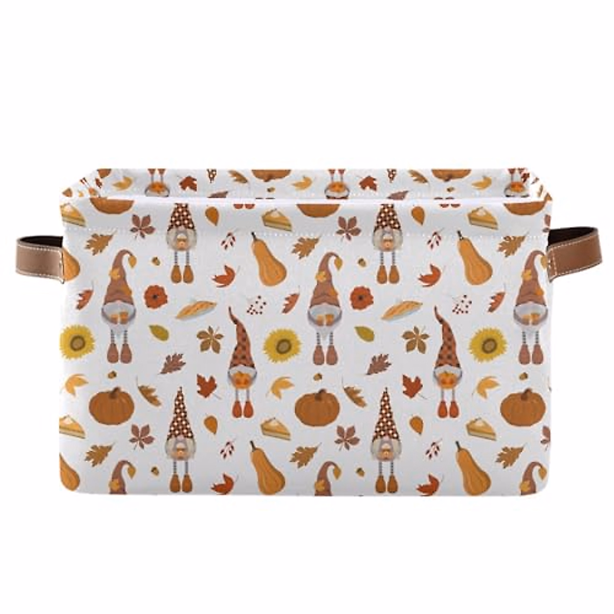 Halloween Gnome Thanksgiving Fall Storage Basket Bins Sturdy Toy Storage Organizer Bins Laundry Basket with Handles for Home Boys Girls Office Closet Shelf Nursery Baskets,1 pcs