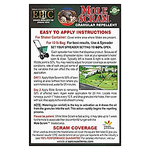 Epic Mole Scram Outdoor All Natural Granular Mole Digging Animal Flavor Deterrent Repellent Lawn, Yard, and Garden Protector, 4.5 Pound Container