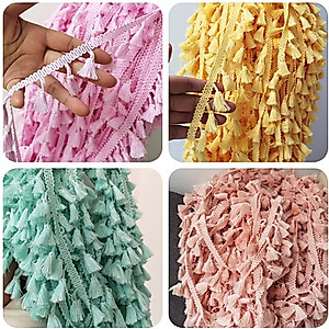 MSCFTFB 20 Yards Mini Tassel Fringe Trim,Boho Tassels Ribbon for Women,1.6inch Wide Sewing Fabric Lace for DIY Jewelry Clothing Bag Curtain Home Party Decor(Rosy Brown)