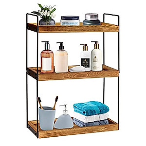 3 Tier Kitchen Countertop Organizer Bathroom Counter Storage Standing Rack Vanity Tray Cosmetic Shelf Make Up Storage Holder Wooden Spice Rack Seasoning Shelves Organizers For Bathroom Kitchen