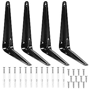 Cabilock Home Decor Cabinet Shelf 4 Sets Shelf Brackets Heavy Duty Black Iron Metal Floating Shelf Bracket Wall Shelf Bracket L Shape Shelves for Wall Mount Shelves Black Shelfs Heavy Duty Shelving