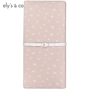 Ely’s & Co. Changing Pad Covers│Cradle Sheets 2-Pack — Combed, 100% Jersey Cotton for Baby Girl — Rosewater Pink, Pin Dots & Gingko Leaves