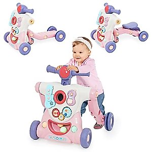 Baby Sit-to-Stand Learning Walker, 3 in 1 Baby Walker for Boys Girls Toddlers, Educational Baby Push Walkers with Entertainment Activity Center, Baby Music Learning Toy Gift for Infant Boys Girls