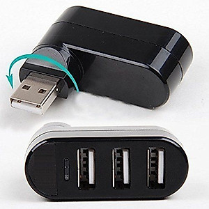Sudroid 3-Port USB 2.0 Rotatable Hub [90°/180° Degree Rotatable] (Black)