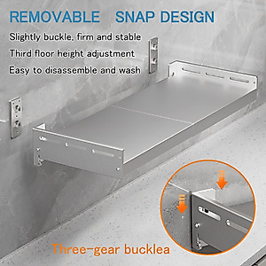 ECHLI Retractable Stainless Steel Wall Rack, Commercial Storage Rack, countertop Multifunctional Storage Bracket, Kitchen Seasoning Rack for Electric Oven Microwave (16-25.5 Brushed Nickel)