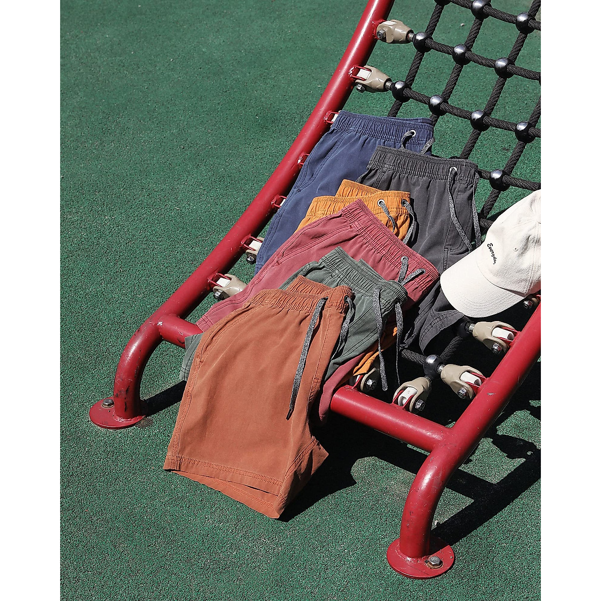 maamgic Men's 5 inch Inseam Shorts Pull-On Relaxed Fit Comfort Stretch Short Shorts with Pocket Washed Green Medium