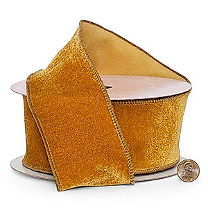 2 1/2" X 10 Yards Gold Velvet Wired Edge Ribbon