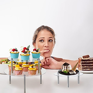 ALMOXVYE Set of 3 Clear Acrylic Cake Stand, Round Dessert Display Riser, Tiered Cupcake Display Stand for Bakery, Birthday, Wedding, Party, Baby Shower, Anniversary, Party Decor, Christmas