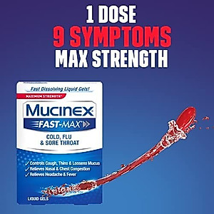 Mucinex Fast-Max Max Strength, Cold, Flu, Sore Throat (Pack of 2/Liquid Gels)