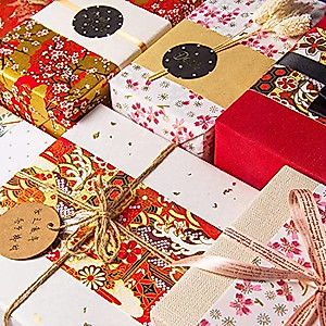 10 Sheets of Japanese Style Thickened Roller Gift Wrapping Paper for Christmas,Wedding,Birthday,Baby Shower,Valentine,Gift Box Packing DIY Craft,17.3" x 23.23" (Pink)