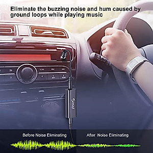 Smof Upgraded Ground Loop Noise Isolator, Noise Filter for Car Audio/Home Stereo System (Eliminate The Buzzing Noise Completely) with 3.5mm Audio Cable, Black