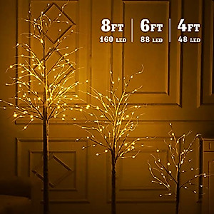 Lighted Birch Tree, 4/6/8 FT Set of 3 Decoration LED Lighted Trees for Home Wedding Festival Party Christmas Decoration Tree Lights