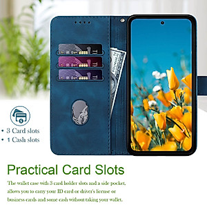 JHWVVTF for Galaxy S21 Case Wallet, Card Holder, Wrist Strap, Kickstand, Magnetic Closure, PU Leather Pattern Flip Cover, Shockproof Protective for Samsung S21 Phone Case (Blue)