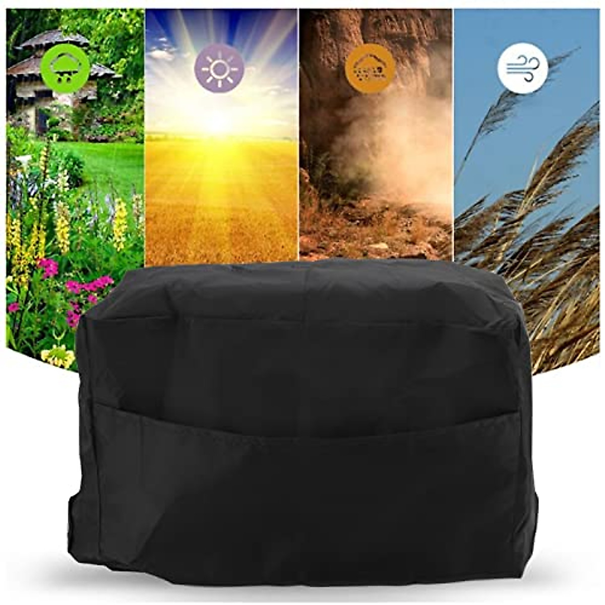 Mumusuki Generator Cover, Waterproof Universal Generator Cover 190T Silver Plated Polyester Taffeta UV Proof Welder Dust Cover for Most Generators for Garden Balcony Black