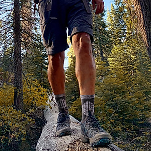 YUEDGE Mens Work Boot Socks Moisture Wicking Men's Socks Cushioned Tall Athletic Socks Thick Casual Cotton Socks for Men Size 10-13, Black, 5 Pairs