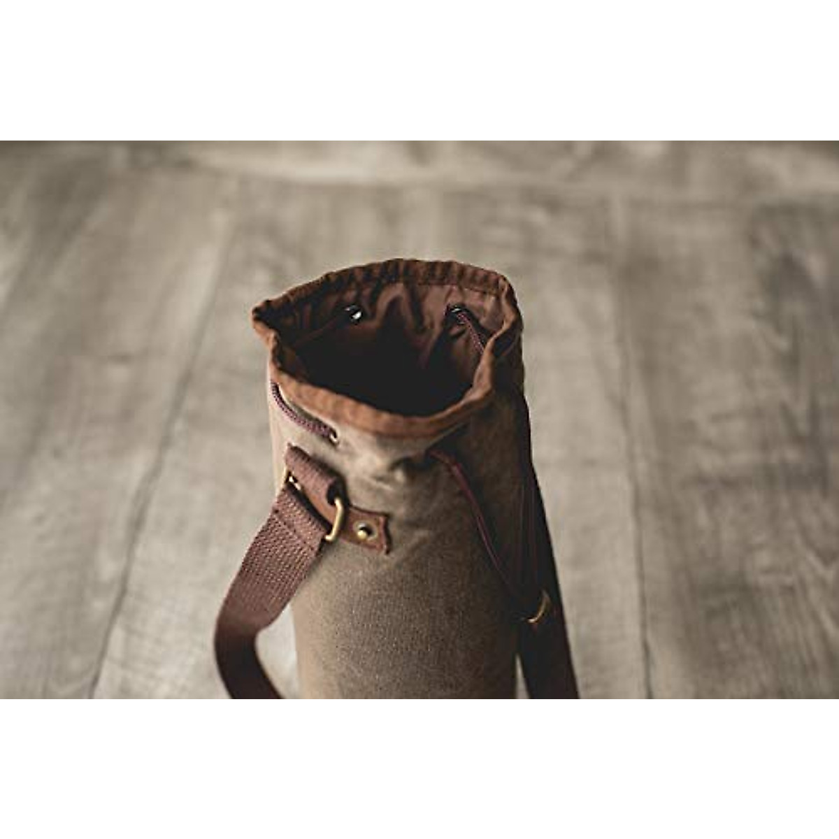 LEGACY - a Picnic Time brand Waxed Canvas Wine Tote, Insulated Growler and Bottle Carrier, (Khaki Green)