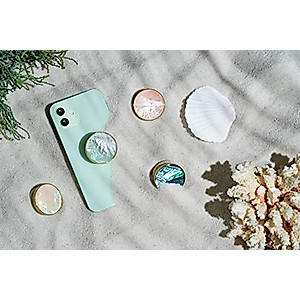 DALSTONE Authentic Natural Sea Shell Mother of Pearl Expandible Collapsible Mobile Phone Grip Stand Holder for Smartphone Tablet Cell Phone Accessory (Creme)