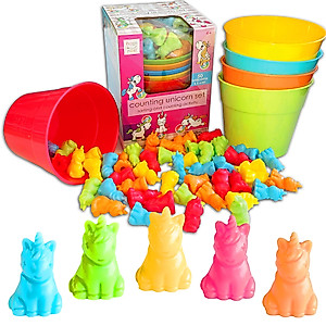 Hapinest Unicorn Math Counters Color Sorting and Counting Activity Set - Educational Learning Games for Toddlers Preschool and Homeschool - Like Counting Bears