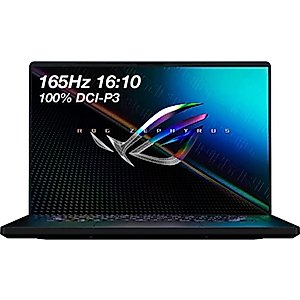 ASUS ROG Zephyrus M16 16" WQXGA 165Hz Gaming Notebook Computer, Intel Core i9-11900H 2.5GHz, 16GB RAM, 1TB SSD, NVIDIA GeForce RTX 3060 6GB, Windows 10 Home, Free Upgrade to Windows 11, Off Black