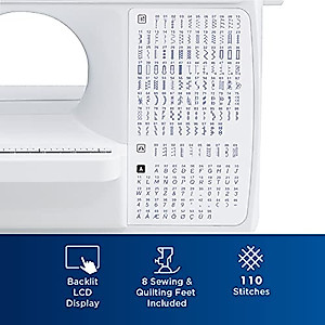 Brother Sewing and Quilting Machine, Computerized, 165 Built-in Stitches, LCD Display, Wide Table, 8 Included Presser Feet, white (Renewed)