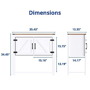 Cozy Castle Farmhouse Coffee Bar Cabinet, Buffet Table with 2 Doors, Accent Buffet Storage Cabinet for Entryway, Kitchen, Bathroom, White
