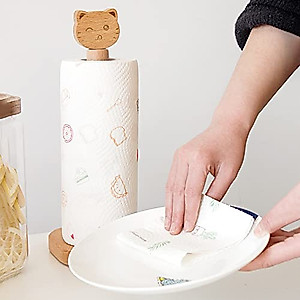 Large Cat Paper Towel Holder,Wooden Kitchen Roll Stand Organizer Paper Hanger Rack Bathroom Towel Roll Stand Organizer Simply Standing Countertop Wooden Paper Roll Holder for Cabinet,Table