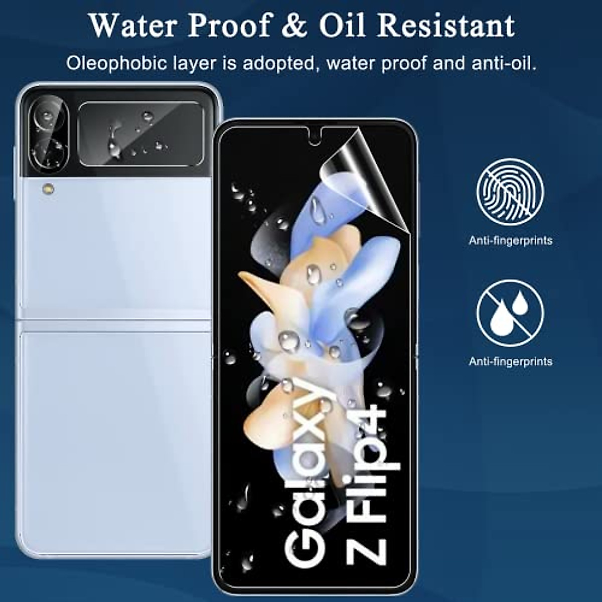 [2 Sets 6 Pack] WYQLTD for Samsung Galaxy Z Flip 4 Screen Protector,Internal Flexible EPU Screen Protector and Tempered Glass Camera Lens Protector, Scratch Resistant, High Definition Bubble Free