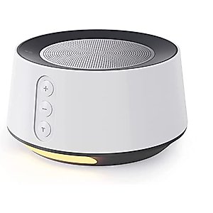 White Noise Machine, 14 Soothing Sounds and Warm Night Light for Sleeping, 5 Timers and Memory Feature Plug in Sound Machine for Baby, Adults,White