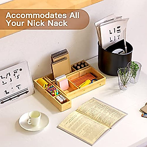 DUJEN Bamboo Drawer Organizer Box 12'' X 12'' X 2' Adjustable 3 Individual Storage Containers Organizer for Kitchen, Bathroom, Office Desk, Makeup,Vanity, Dresser, Pantry