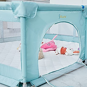 SECLATO Washable Baby Play Mat Portable Playmat for Babies, Foldable Toddler Playpen Mat Baby Tummy Time Mat, Soft Floor Play Mats for Infants Extra Large Crawling Mat 59x71-Green