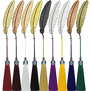 18 Pieces Metal Feather Bookmark Vintage Birthday Gifts for Women Men, Book Mark for Book Lover Feather Shaped Bookmark Assorted Colors Metal Page Markers with Tassels for Reader Teacher Writer