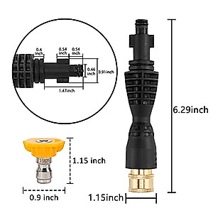 PWACCS Pressure Washer Gun Adapter Kit – Power Washer Gun Fittings with 1/4" Quick Connect Socket – 5 Spray Nozzles Include – Compatible with Ryobi, Powerclean, Portland and Husky