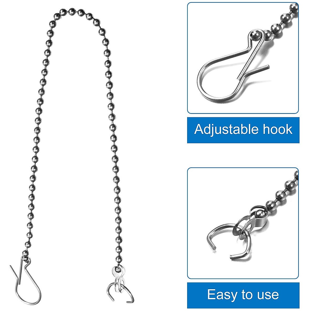 Mudder Toilet Handle Beaded Chain Universal Toilet Flapper Chain Replacement Kit Stainless Steel Toilet Flapper Lift Chain Toilet Chain Replacement for Most Toilet Flappers (6)